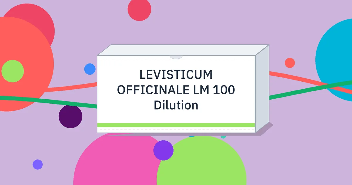 Symbolbild: Packung mit der Aufschrift LEVISTICUM OFFICINALE LM 100 Dilution (PZN 13528530) – Verfügbarkeit und Bezug in Apotheken in Frankfurt am Main