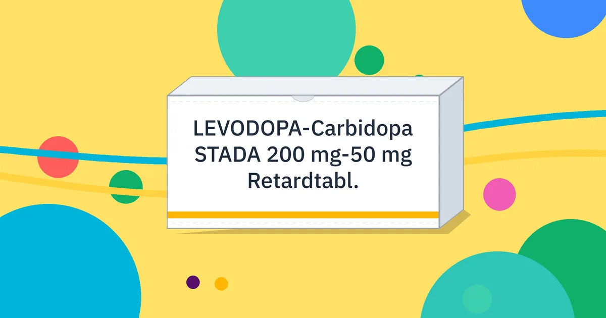 Symbolbild: Packung mit der Aufschrift LEVODOPA-Carbidopa STADA 200 mg-50 mg Retardtabl. (PZN 02140610) – Verfügbarkeit und Bezug in Apotheken in Frankfurt am Main