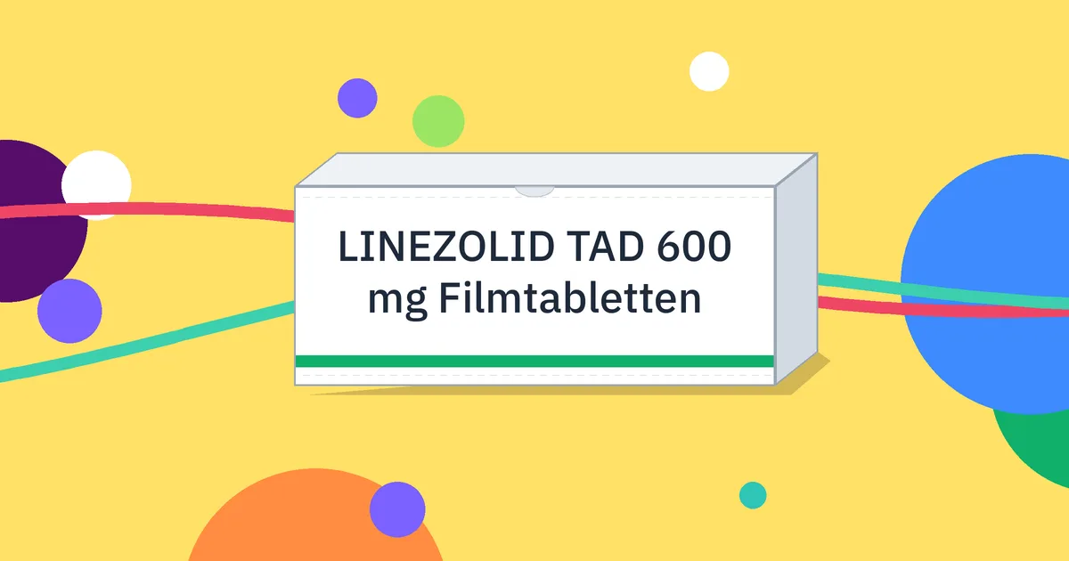 Symbolbild: Packung mit der Aufschrift LINEZOLID TAD 600 mg Filmtabletten (PZN 11346606) – Verfügbarkeit und Bezug in Apotheken in Frankfurt am Main