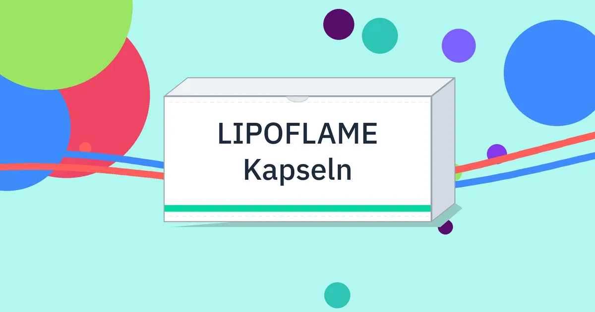 Symbolbild: Packung mit der Aufschrift LIPOFLAME Kapseln (PZN 11639751) – Verfügbarkeit und Bezug in Apotheken in Frankfurt am Main