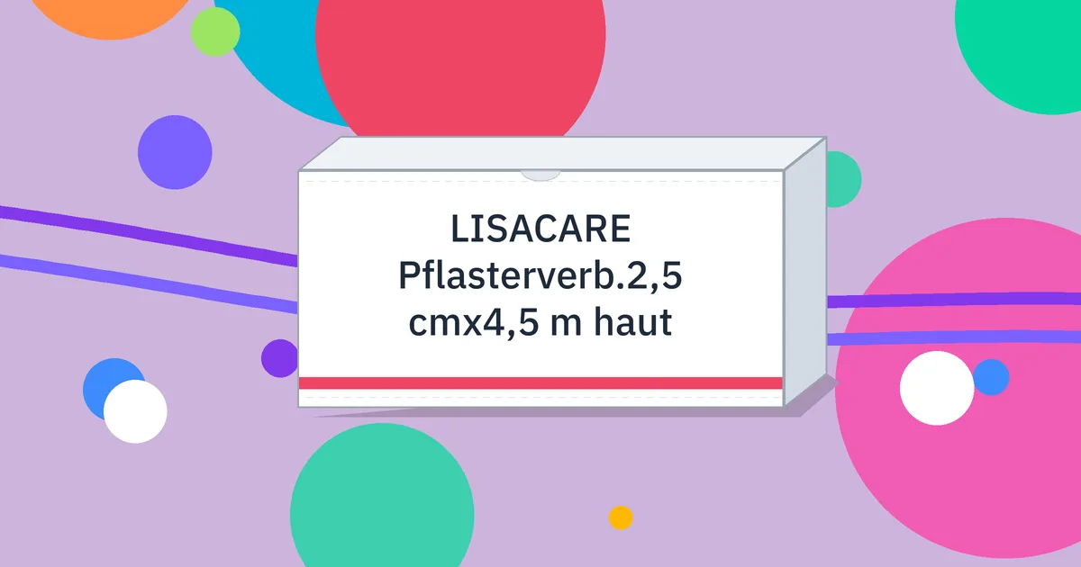 Symbolbild: Packung mit der Aufschrift LISACARE Pflasterverb.2,5 cmx4,5 m haut (PZN 17891428) – Verfügbarkeit und Bezug in Apotheken in Frankfurt am Main
