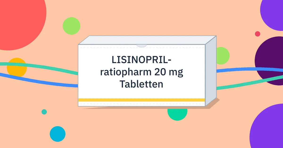Symbolbild: Packung mit der Aufschrift LISINOPRIL-ratiopharm 20 mg Tabletten (PZN 00601509) – Verfügbarkeit und Bezug in Apotheken in Frankfurt am Main