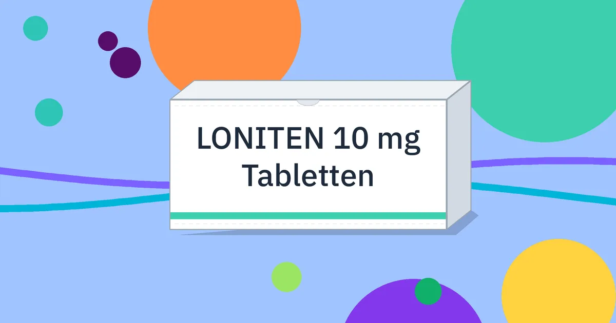 Symbolbild: Packung mit der Aufschrift LONITEN 10 mg Tabletten (PZN 16735784) – Verfügbarkeit und Bezug in Apotheken in Frankfurt am Main