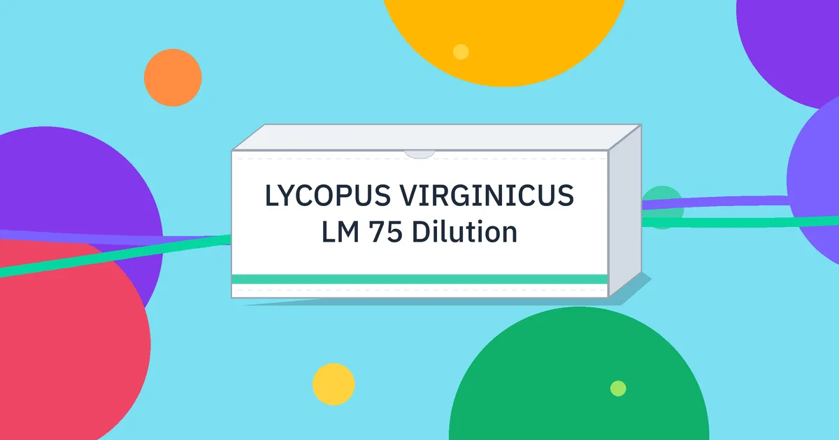 Symbolbild: Packung mit der Aufschrift LYCOPUS VIRGINICUS LM 75 Dilution (PZN 13538764) – Verfügbarkeit und Bezug in Apotheken in Frankfurt am Main