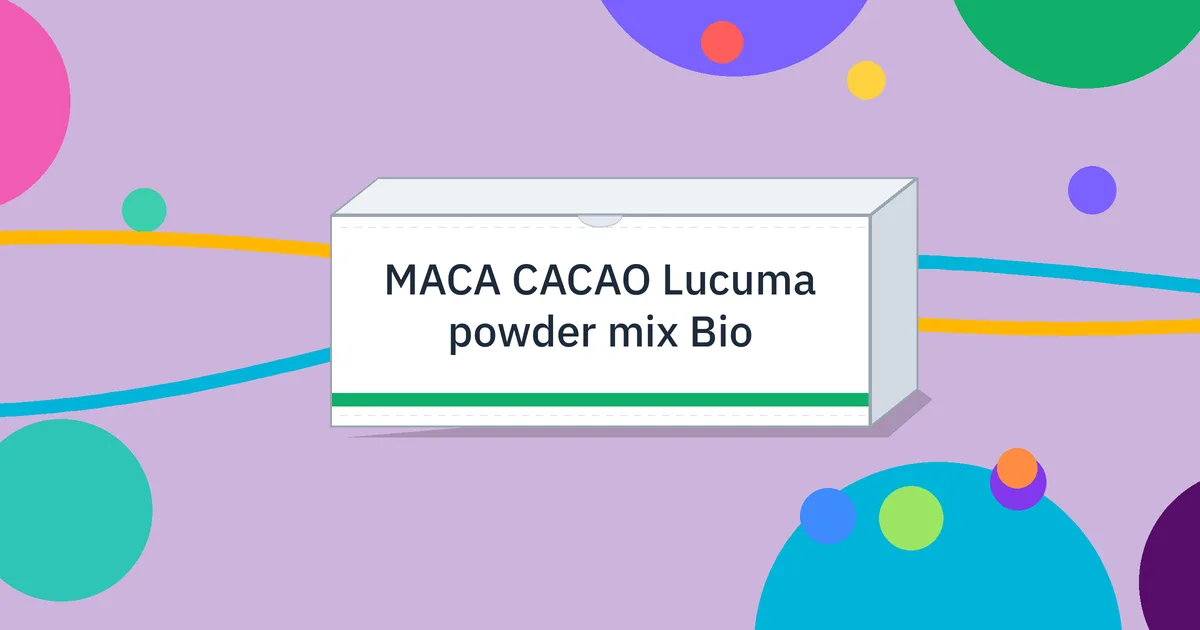 Symbolbild: Packung mit der Aufschrift MACA CACAO Lucuma powder mix Bio (PZN 18412559) – Verfügbarkeit und Bezug in Apotheken in Frankfurt am Main