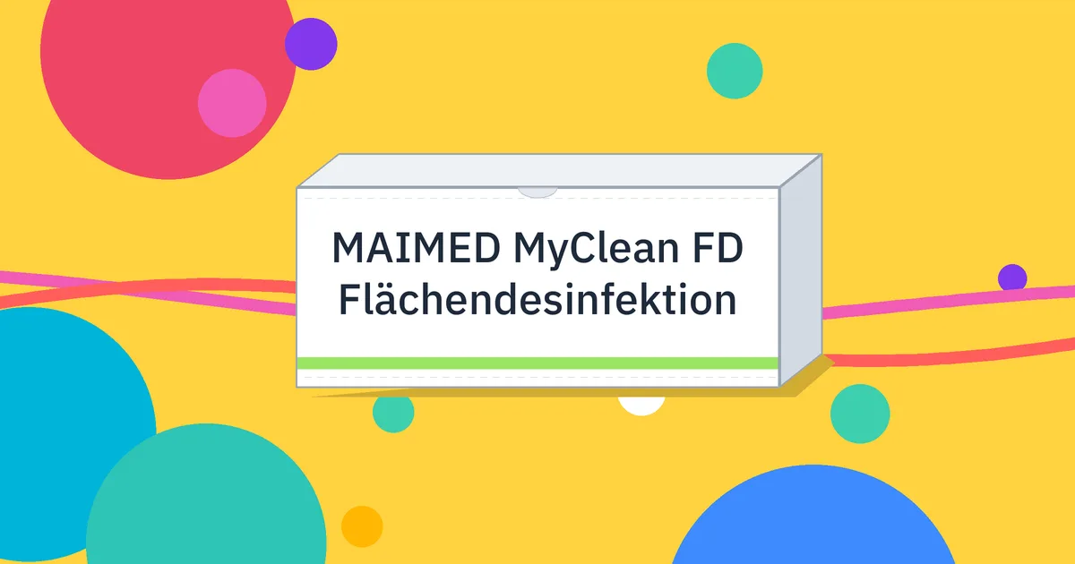 Symbolbild: Packung mit der Aufschrift MAIMED MyClean FD Flächendesinfektion (PZN 10306013) – Verfügbarkeit und Bezug in Apotheken in Frankfurt am Main