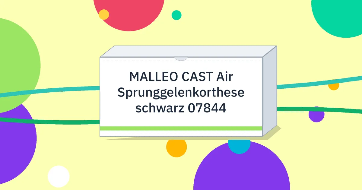 Symbolbild: Packung mit der Aufschrift MALLEO CAST Air Sprunggelenkorthese schwarz 07844 (PZN 16320422) – Verfügbarkeit und Bezug in Apotheken in Frankfurt am Main
