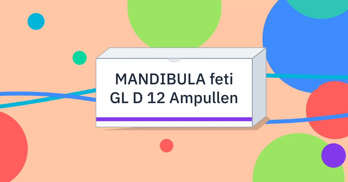 Symbolbild: Packung mit der Aufschrift MANDIBULA feti GL D 12 Ampullen (PZN 02934267) – Verfügbarkeit und Bezug in Apotheken in Frankfurt am Main