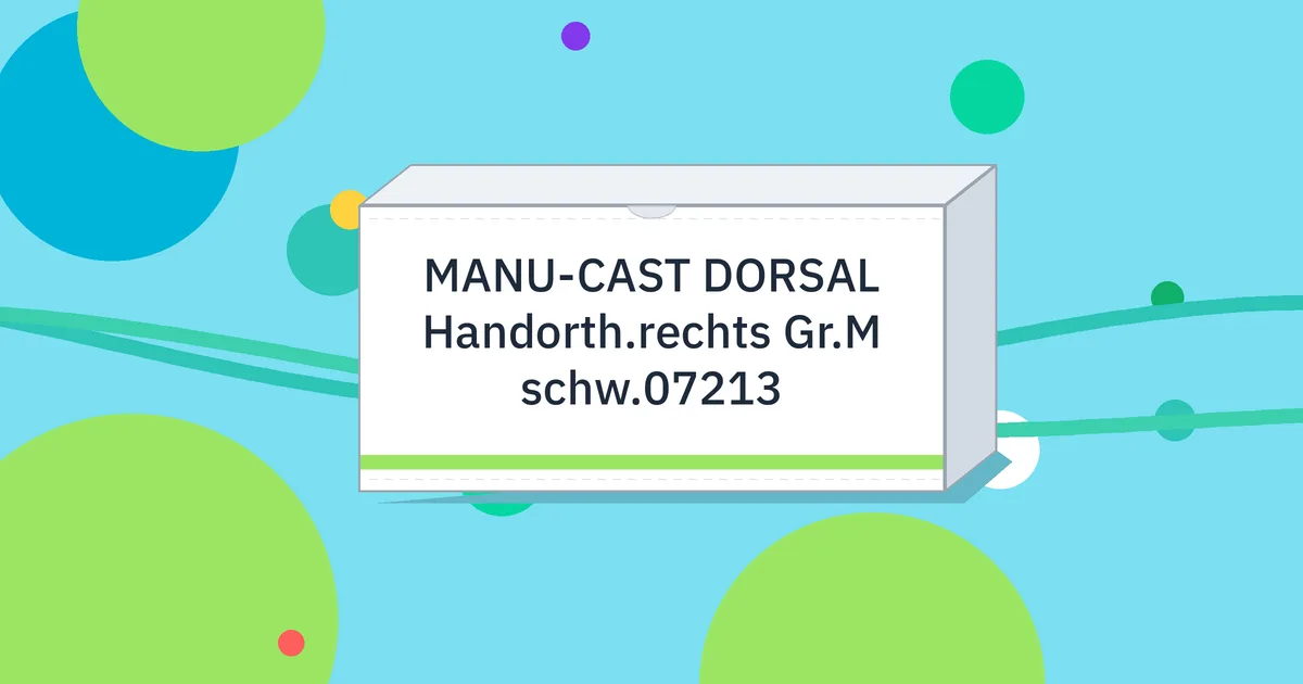 Symbolbild: Packung mit der Aufschrift MANU-CAST DORSAL Handorth.rechts Gr.M schw.07213 (PZN 05015727) – Verfügbarkeit und Bezug in Apotheken in Frankfurt am Main
