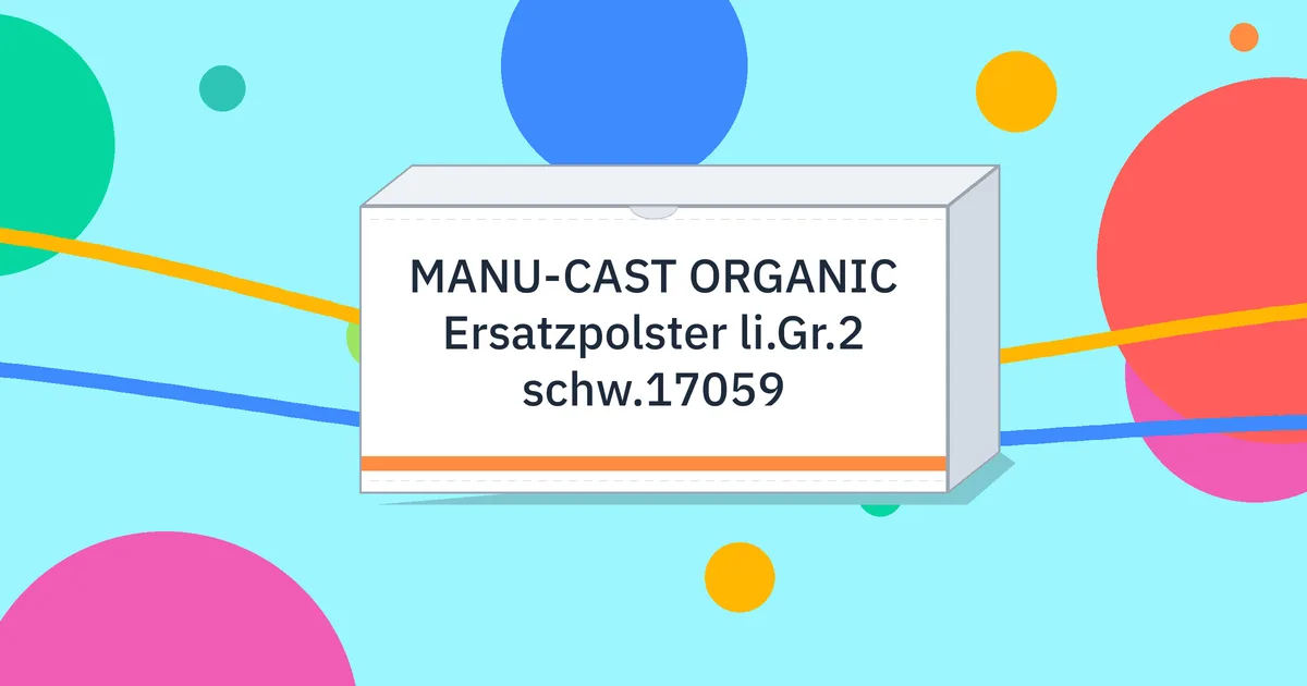 Symbolbild: Packung mit der Aufschrift MANU-CAST ORGANIC Ersatzpolster li.Gr.2 schw.17059 (PZN 17890104) – Verfügbarkeit und Bezug in Apotheken in Frankfurt am Main