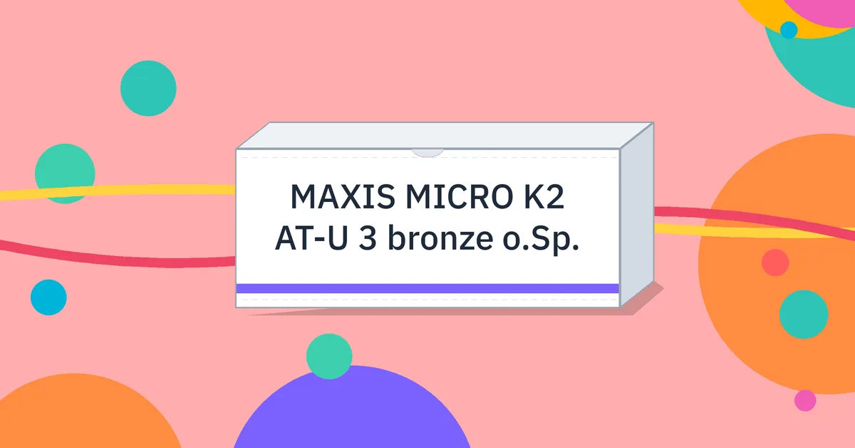 Symbolbild: Packung mit der Aufschrift MAXIS MICRO K2 AT-U 3 bronze o.Sp. (PZN 17673128) – Verfügbarkeit und Bezug in Apotheken in Frankfurt am Main
