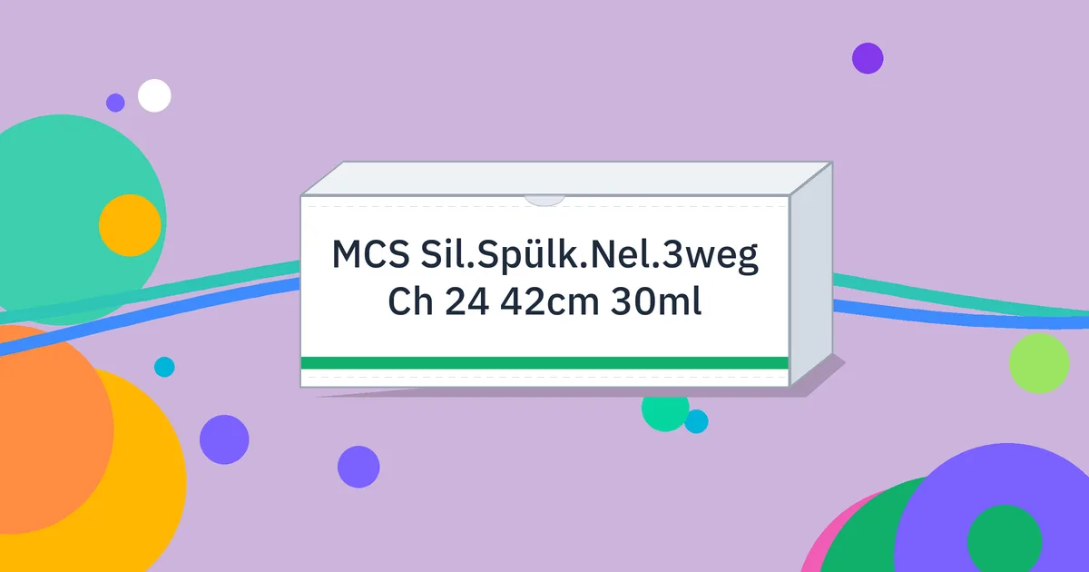 Symbolbild: Packung mit der Aufschrift MCS Sil.Spülk.Nel.3weg Ch 24 42cm 30ml (PZN 04802535) – Verfügbarkeit und Bezug in Apotheken in Frankfurt am Main