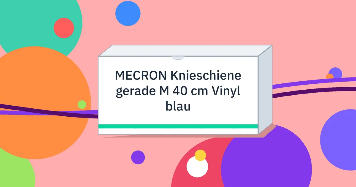 Symbolbild: Packung mit der Aufschrift MECRON Knieschiene gerade M 40 cm Vinyl blau (PZN 02904591) – Verfügbarkeit und Bezug in Apotheken in Frankfurt am Main