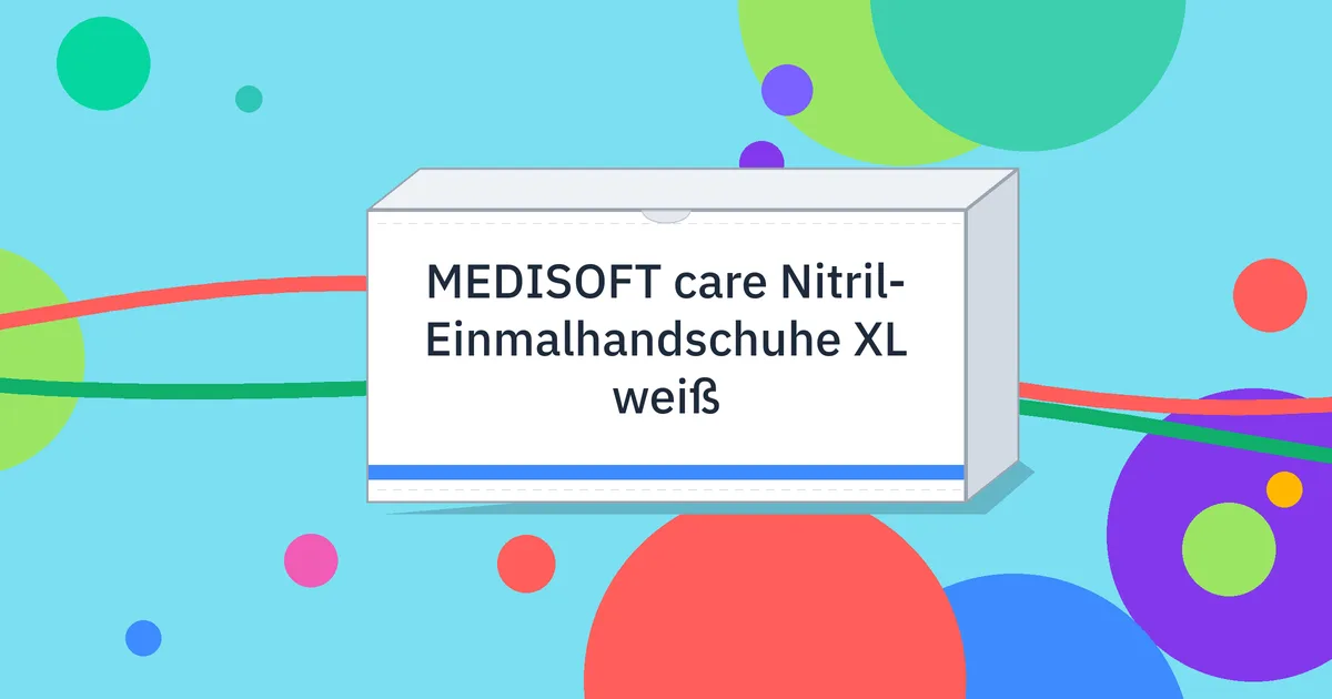 Symbolbild: Packung mit der Aufschrift MEDISOFT care Nitril-Einmalhandschuhe XL weiß (PZN 20028348) – Verfügbarkeit und Bezug in Apotheken in Frankfurt am Main