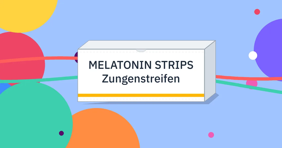 Symbolbild: Packung mit der Aufschrift MELATONIN STRIPS Zungenstreifen (PZN 18221983) – Verfügbarkeit und Bezug in Apotheken in Frankfurt am Main