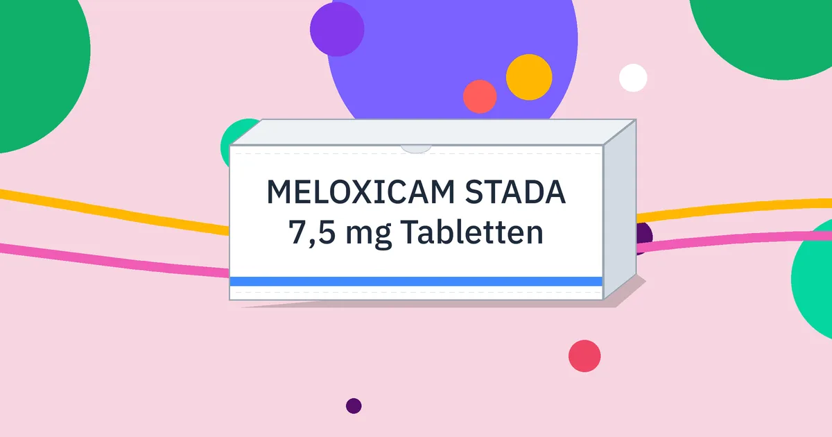 Symbolbild: Packung mit der Aufschrift MELOXICAM STADA 7,5 mg Tabletten (PZN 01079191) – Verfügbarkeit und Bezug in Apotheken in Frankfurt am Main