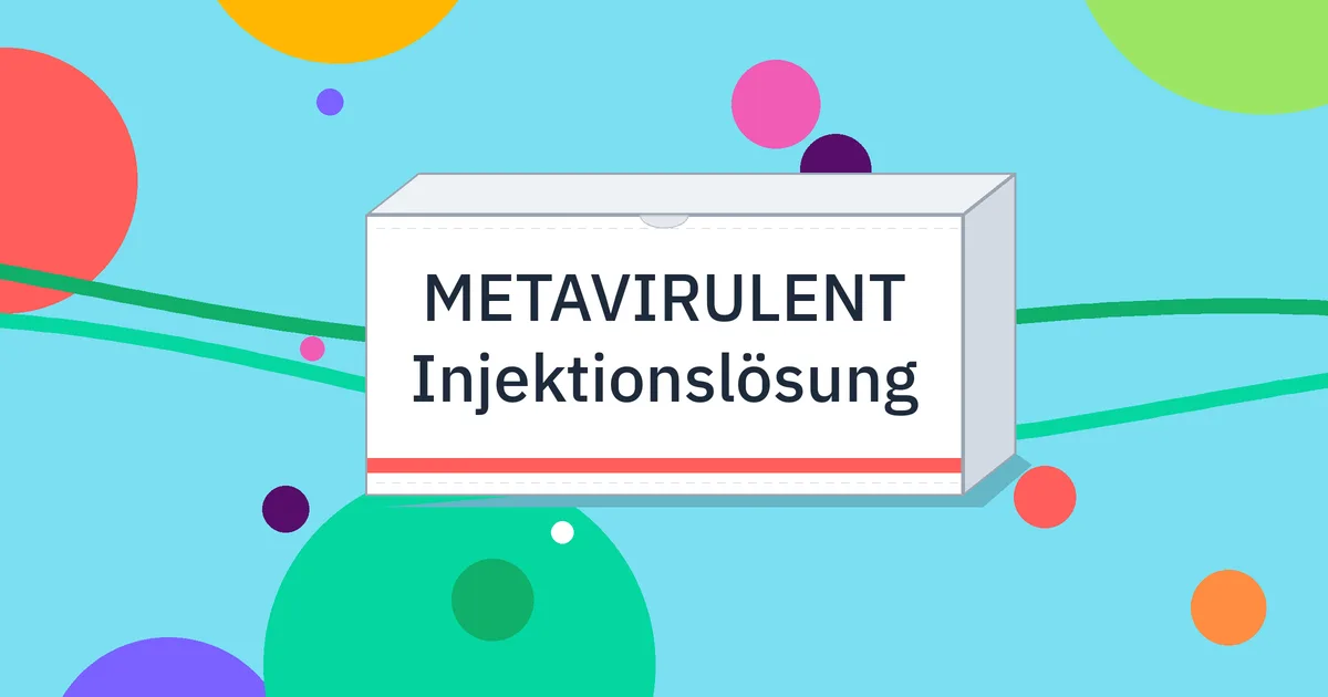 Symbolbild: Packung mit der Aufschrift METAVIRULENT Injektionslösung (PZN 02417514) – Verfügbarkeit und Bezug in Apotheken in Frankfurt am Main