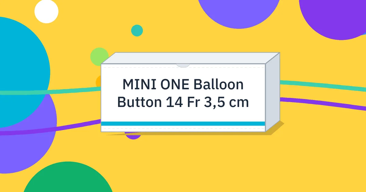 Symbolbild: Packung mit der Aufschrift MINI ONE Balloon Button 14 Fr 3,5 cm (PZN 14341940) – Verfügbarkeit und Bezug in Apotheken in Frankfurt am Main