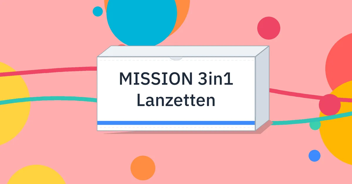 Symbolbild: Packung mit der Aufschrift MISSION 3in1 Lanzetten (PZN 16513316) – Verfügbarkeit und Bezug in Apotheken in Frankfurt am Main