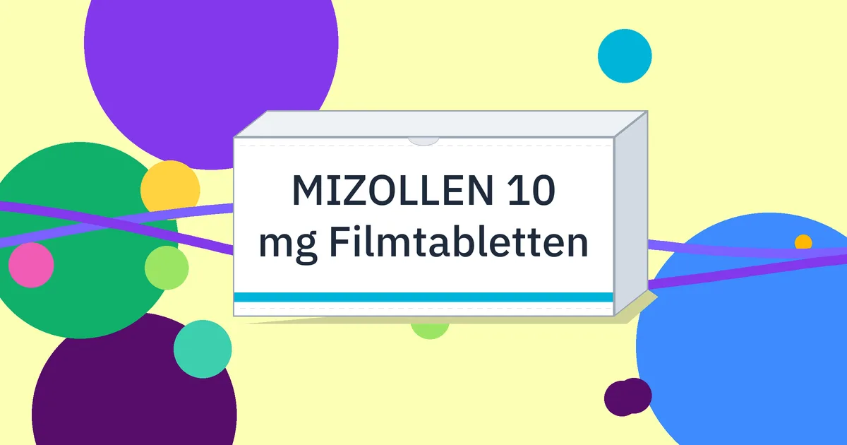 Symbolbild: Packung mit der Aufschrift MIZOLLEN 10 mg Filmtabletten (PZN 01687306) – Verfügbarkeit und Bezug in Apotheken in Frankfurt am Main