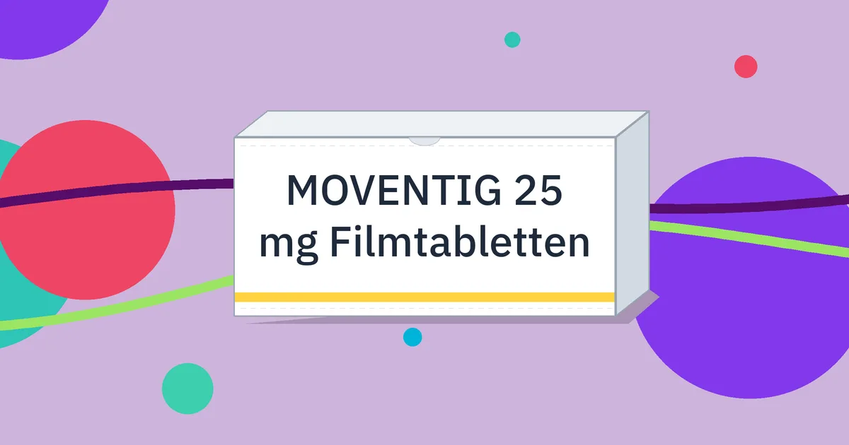 Symbolbild: Packung mit der Aufschrift MOVENTIG 25 mg Filmtabletten (PZN 14130404) – Verfügbarkeit und Bezug in Apotheken in Frankfurt am Main