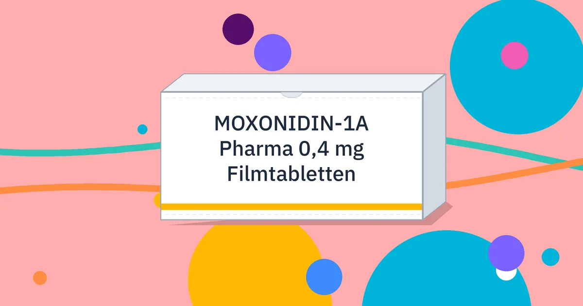 Symbolbild: Packung mit der Aufschrift MOXONIDIN-1A Pharma 0,4 mg Filmtabletten (PZN 00228915) – Verfügbarkeit und Bezug in Apotheken in Frankfurt am Main