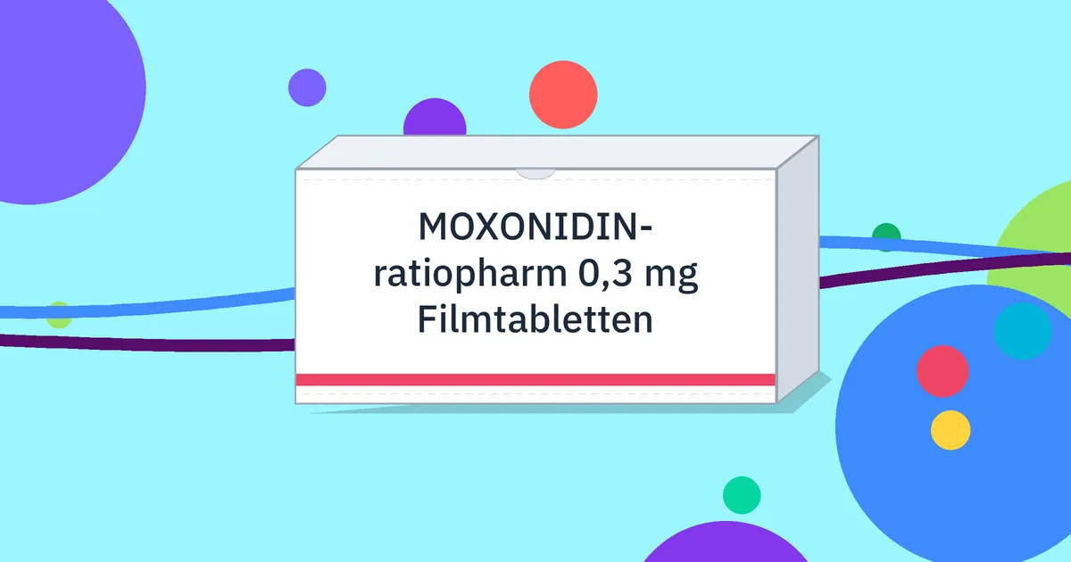 Symbolbild: Packung mit der Aufschrift MOXONIDIN-ratiopharm 0,3 mg Filmtabletten (PZN 01698072) – Verfügbarkeit und Bezug in Apotheken in Frankfurt am Main
