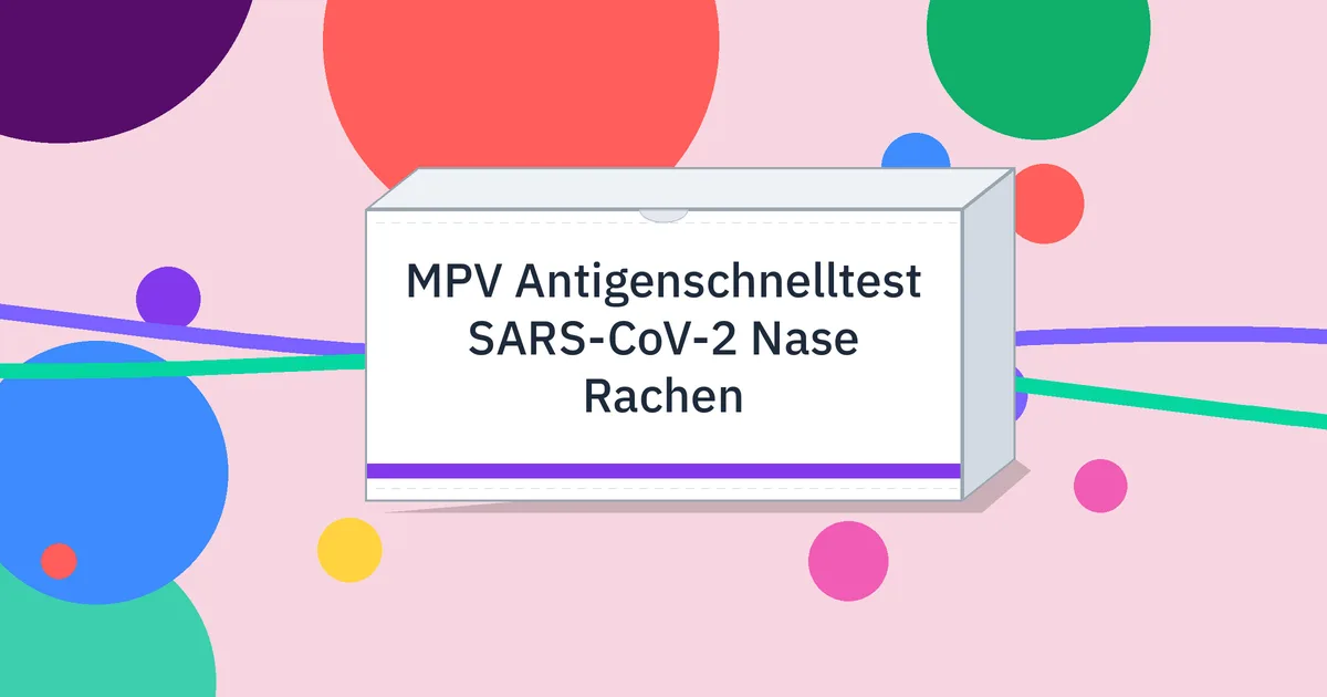 Symbolbild: Packung mit der Aufschrift MPV Antigenschnelltest SARS-CoV-2 Nase Rachen (PZN 16912772) – Verfügbarkeit und Bezug in Apotheken in Frankfurt am Main