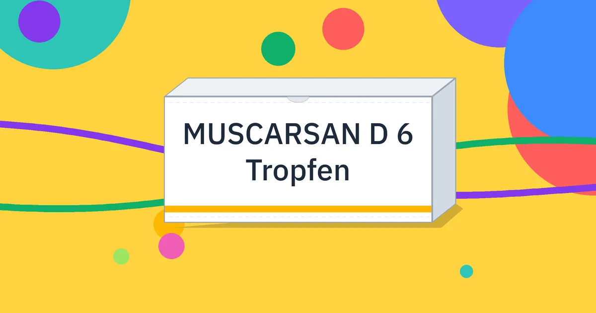Symbolbild: Packung mit der Aufschrift MUSCARSAN D 6 Tropfen (PZN 07339204) – Verfügbarkeit und Bezug in Apotheken in Frankfurt am Main