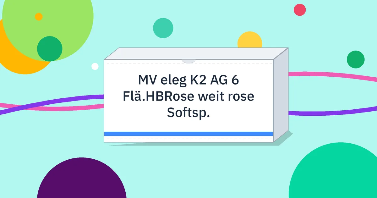 Symbolbild: Packung mit der Aufschrift MV eleg K2 AG 6 Flä.HBRose weit rose Softsp. (PZN 15720065) – Verfügbarkeit und Bezug in Apotheken in Frankfurt am Main