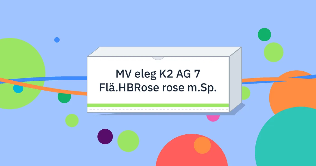 Symbolbild: Packung mit der Aufschrift MV eleg K2 AG 7 Flä.HBRose rose m.Sp. (PZN 15718039) – Verfügbarkeit und Bezug in Apotheken in Frankfurt am Main