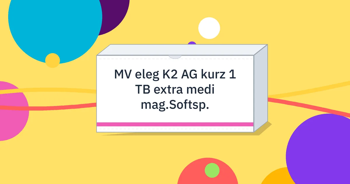 Symbolbild: Packung mit der Aufschrift MV eleg K2 AG kurz 1 TB extra medi mag.Softsp. (PZN 14635972) – Verfügbarkeit und Bezug in Apotheken in Frankfurt am Main