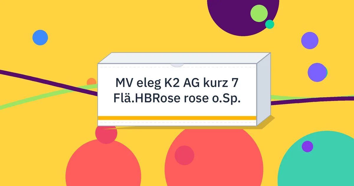 Symbolbild: Packung mit der Aufschrift MV eleg K2 AG kurz 7 Flä.HBRose rose o.Sp. (PZN 15703919) – Verfügbarkeit und Bezug in Apotheken in Frankfurt am Main