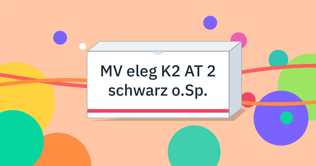 Symbolbild: Packung mit der Aufschrift MV eleg K2 AT 2 schwarz o.Sp. (PZN 00311757) – Verfügbarkeit und Bezug in Apotheken in Frankfurt am Main