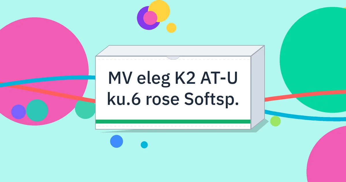 Symbolbild: Packung mit der Aufschrift MV eleg K2 AT-U ku.6 rose Softsp. (PZN 15292422) – Verfügbarkeit und Bezug in Apotheken in Frankfurt am Main