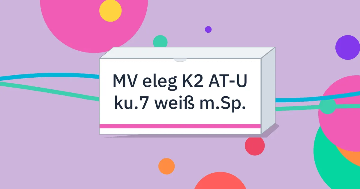 Symbolbild: Packung mit der Aufschrift MV eleg K2 AT-U ku.7 weiß m.Sp. (PZN 00316134) – Verfügbarkeit und Bezug in Apotheken in Frankfurt am Main