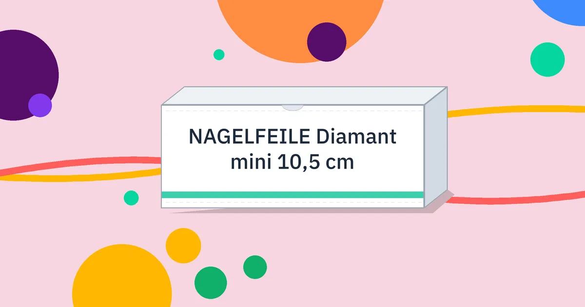Symbolbild: Packung mit der Aufschrift NAGELFEILE Diamant mini 10,5 cm (PZN 04844404) – Verfügbarkeit und Bezug in Apotheken in Frankfurt am Main