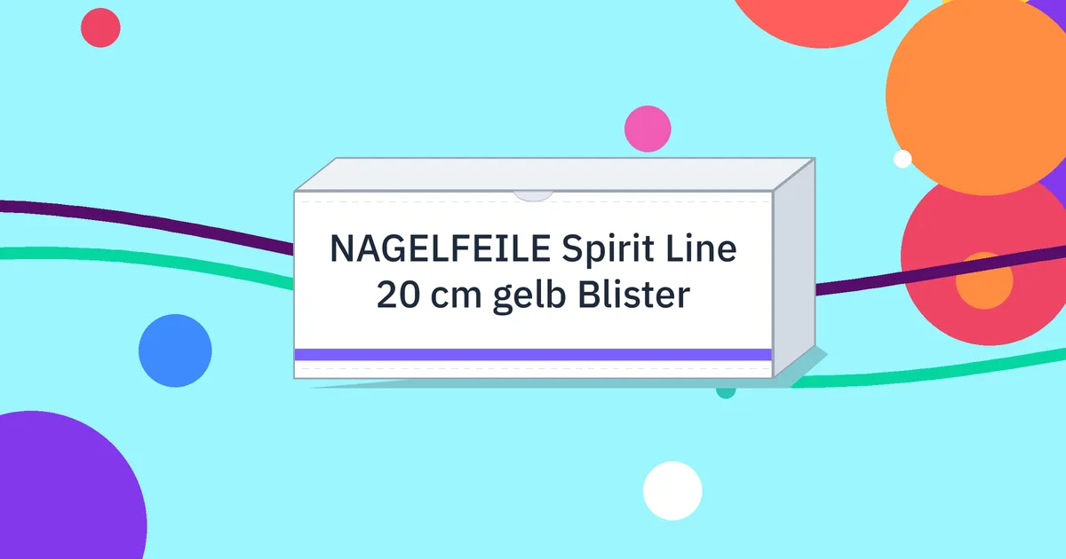 Symbolbild: Packung mit der Aufschrift NAGELFEILE Spirit Line 20 cm gelb Blister (PZN 01581074) – Verfügbarkeit und Bezug in Apotheken in Frankfurt am Main