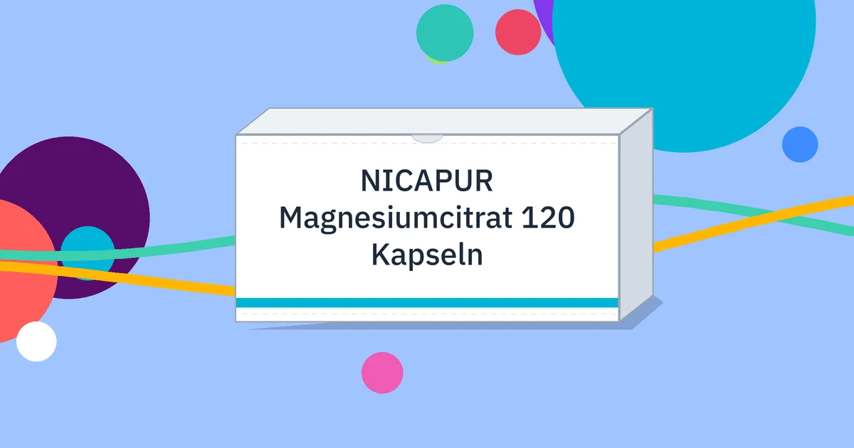 Symbolbild: Packung mit der Aufschrift NICAPUR Magnesiumcitrat 120 Kapseln (PZN 00168018) – Verfügbarkeit und Bezug in Apotheken in Frankfurt am Main