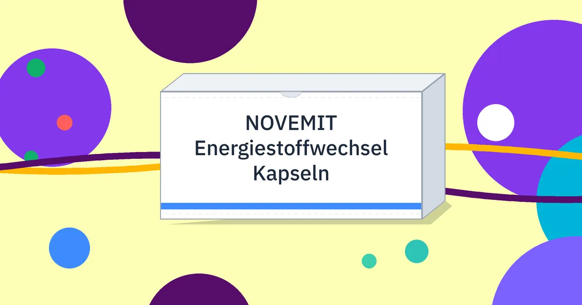 Symbolbild: Packung mit der Aufschrift NOVEMIT Energiestoffwechsel Kapseln (PZN 19640883) – Verfügbarkeit und Bezug in Apotheken in Frankfurt am Main