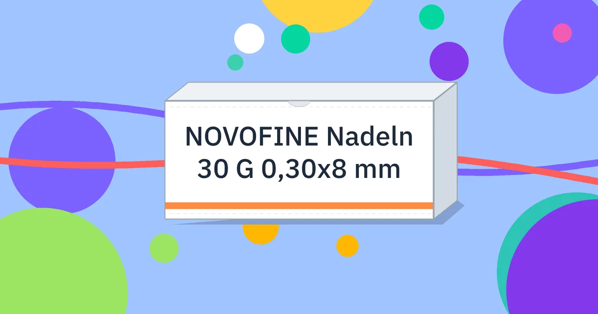 Symbolbild: Packung mit der Aufschrift NOVOFINE Nadeln 30 G 0,30x8 mm (PZN 09541312) – Verfügbarkeit und Bezug in Apotheken in Frankfurt am Main