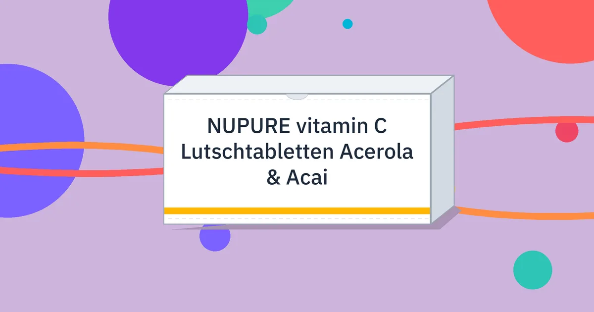 Symbolbild: Packung mit der Aufschrift NUPURE vitamin C Lutschtabletten Acerola & Acai (PZN 16654726) – Verfügbarkeit und Bezug in Apotheken in Frankfurt am Main