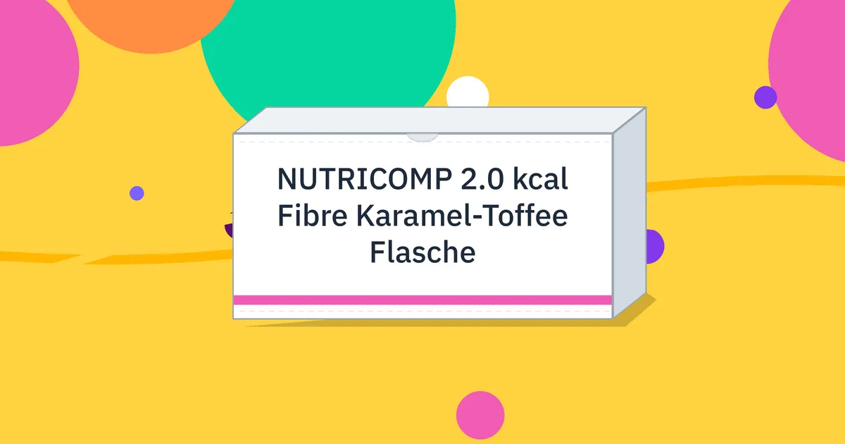 Symbolbild: Packung mit der Aufschrift NUTRICOMP 2.0 kcal Fibre Karamel-Toffee Flasche (PZN 19484271) – Verfügbarkeit und Bezug in Apotheken in Frankfurt am Main
