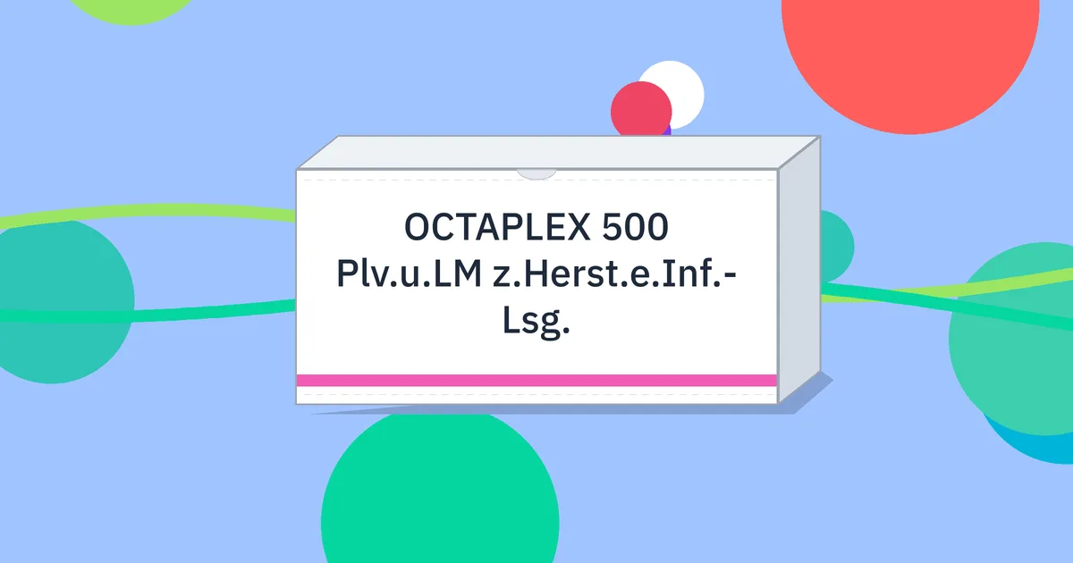 Symbolbild: Packung mit der Aufschrift OCTAPLEX 500 Plv.u.LM z.Herst.e.Inf.-Lsg. (PZN 07115663) – Verfügbarkeit und Bezug in Apotheken in Frankfurt am Main