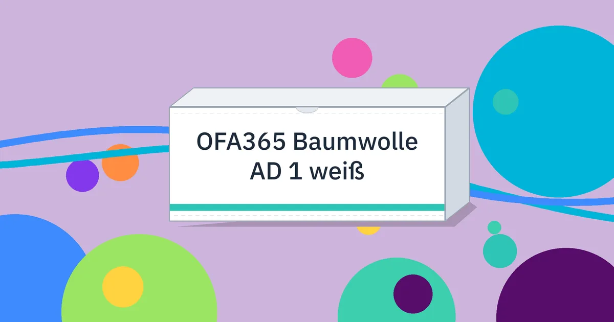 Symbolbild: Packung mit der Aufschrift OFA365 Baumwolle AD 1 weiß (PZN 16723574) – Verfügbarkeit und Bezug in Apotheken in Frankfurt am Main