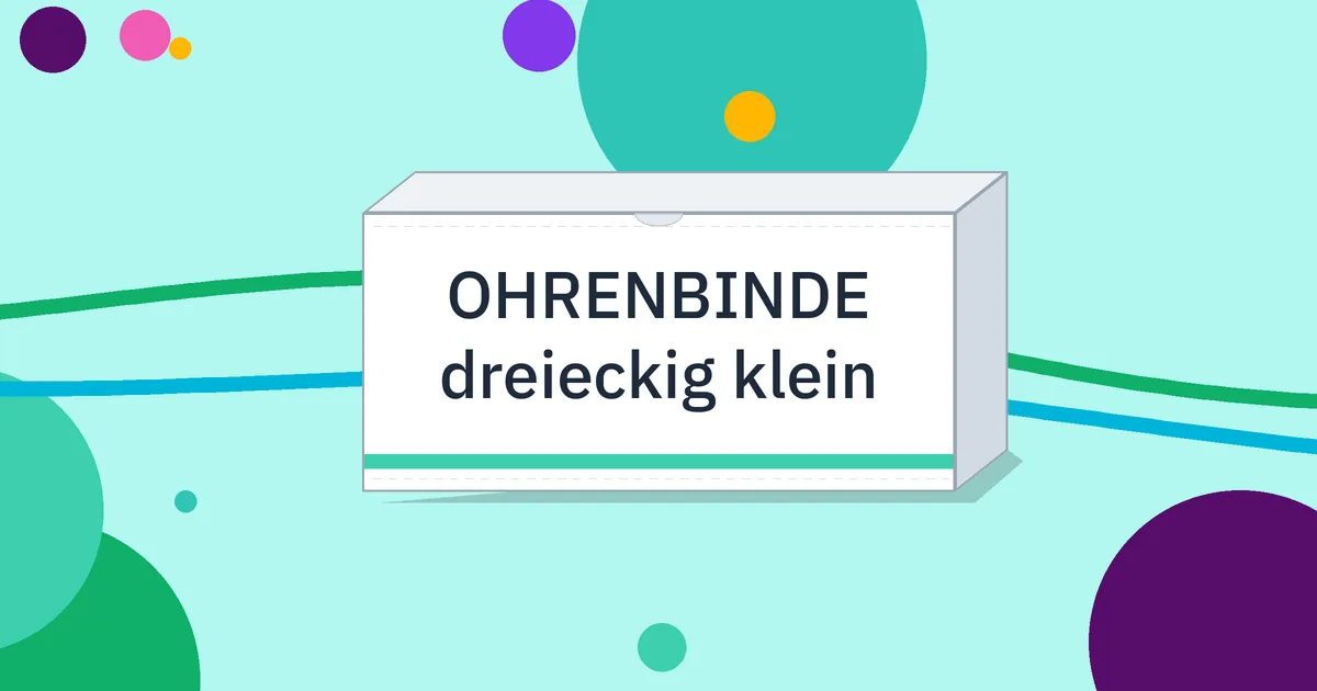 Symbolbild: Packung mit der Aufschrift OHRENBINDE dreieckig klein (PZN 01732998) – Verfügbarkeit und Bezug in Apotheken in Frankfurt am Main