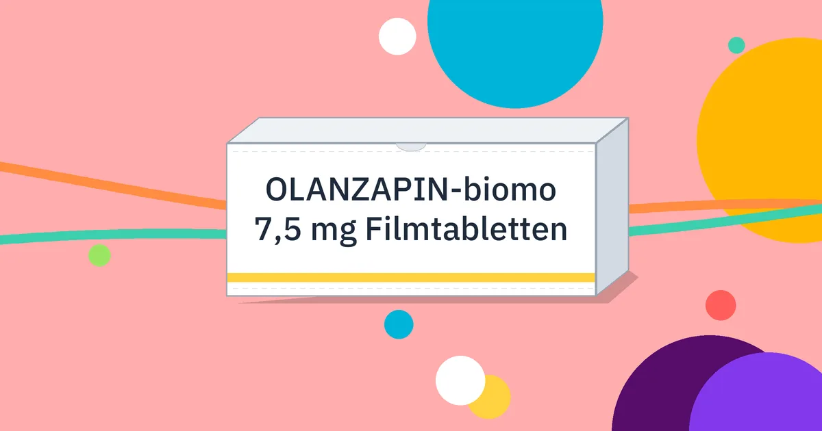 Symbolbild: Packung mit der Aufschrift OLANZAPIN-biomo 7,5 mg Filmtabletten (PZN 08801449) – Verfügbarkeit und Bezug in Apotheken in Frankfurt am Main