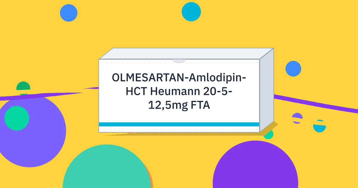 Symbolbild: Packung mit der Aufschrift OLMESARTAN-Amlodipin-HCT Heumann 20-5-12,5mg FTA (PZN 15580339) – Verfügbarkeit und Bezug in Apotheken in Frankfurt am Main