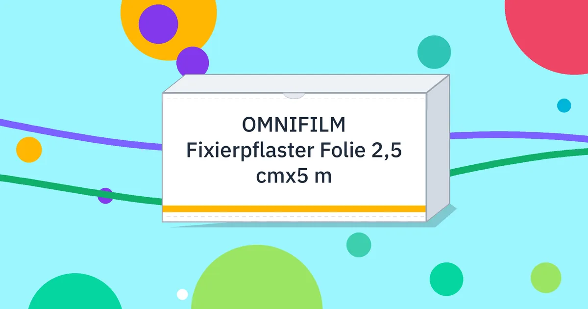 Symbolbild: Packung mit der Aufschrift OMNIFILM Fixierpflaster Folie 2,5 cmx5 m (PZN 00713496) – Verfügbarkeit und Bezug in Apotheken in Frankfurt am Main