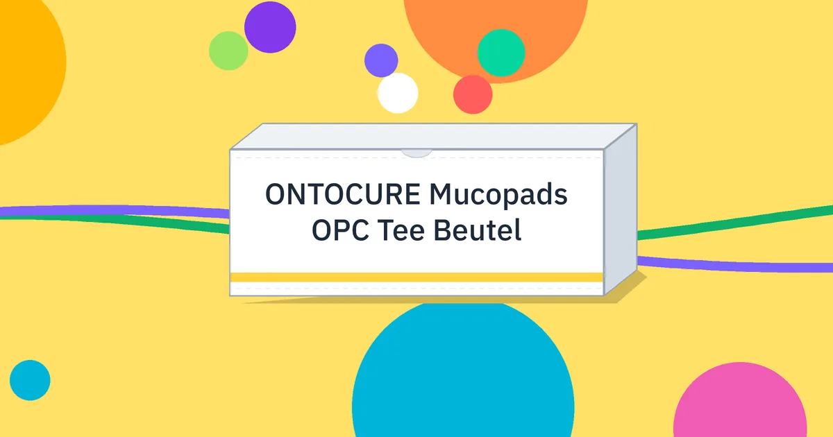 Symbolbild: Packung mit der Aufschrift ONTOCURE Mucopads OPC Tee Beutel (PZN 17232080) – Verfügbarkeit und Bezug in Apotheken in Frankfurt am Main